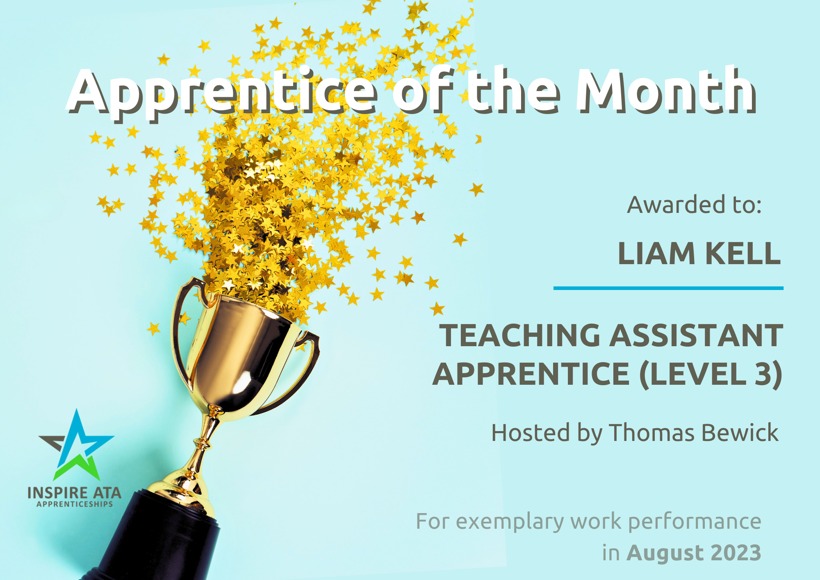 Inspire ATA Apprentice of the Month: Liam Kell at Thomas Bewick School ...